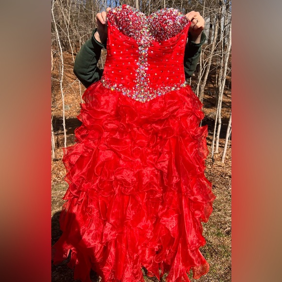 Dresses | Red Embellished Princessstyle Prom Dress | Poshmark